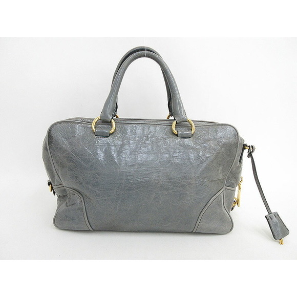Prada | Bags | Prada Gray Leather Bag | Poshmark